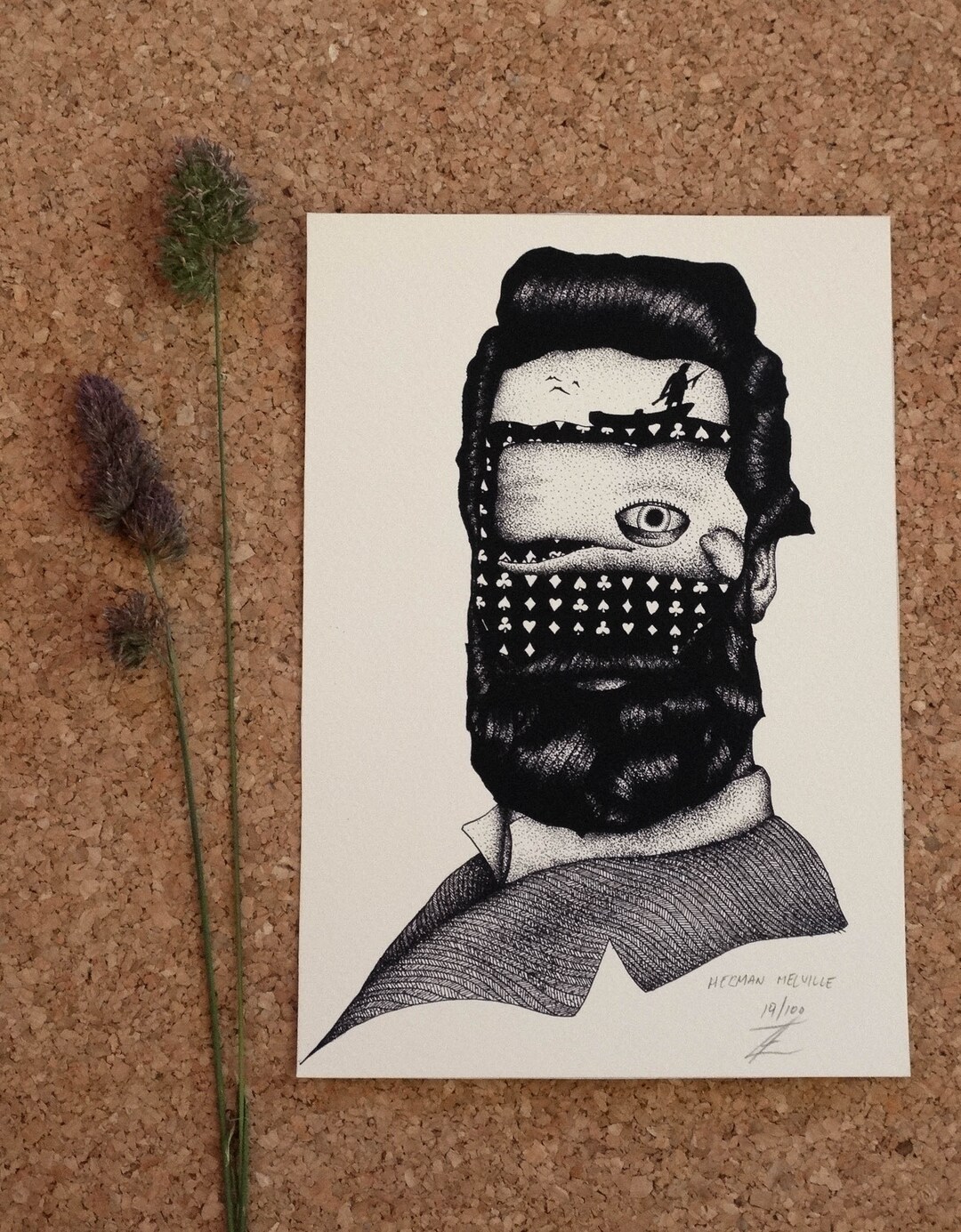 Herman Melville Art Print / Small Art Print / Abstract Portrait / Wall ...