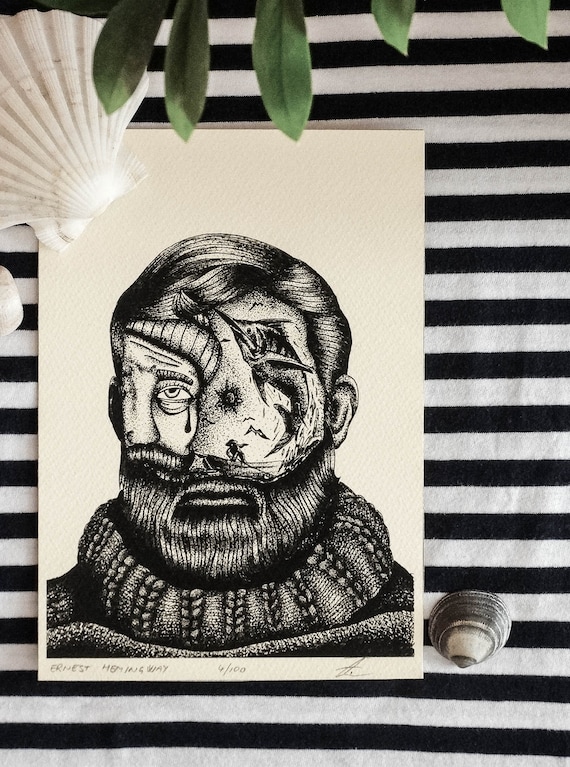 Ernest Hemingway Art Print / Small Art Print / Abstract - Etsy