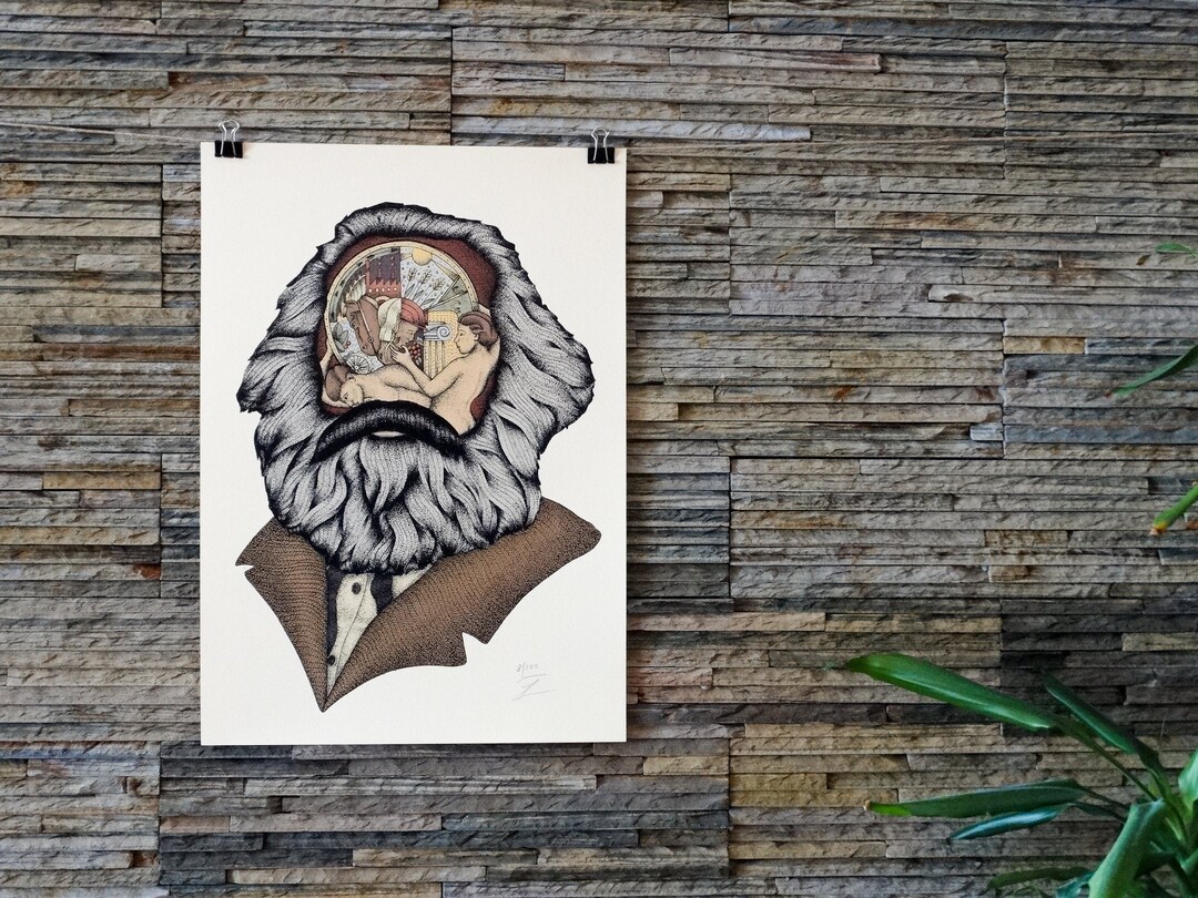 Karl Marx Art Print / Large Art Print / Abstract Portrait / Communist ...