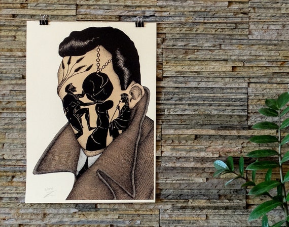 Albert Camus Art Print / Large Art Print / Abstract Portrait / - Etsy