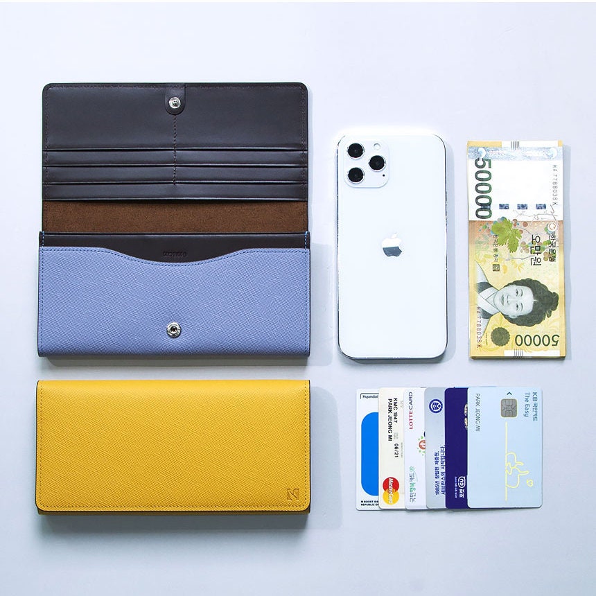 Motimo Saffiano Leather Long Wallet, Leather Pouch, Women's Long Wallet ...