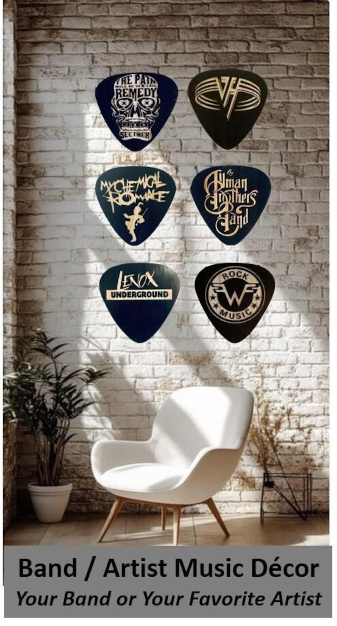 Music Room Decor, Band & Artist Sign, Wall Decor, Guitar Pick Sign ...