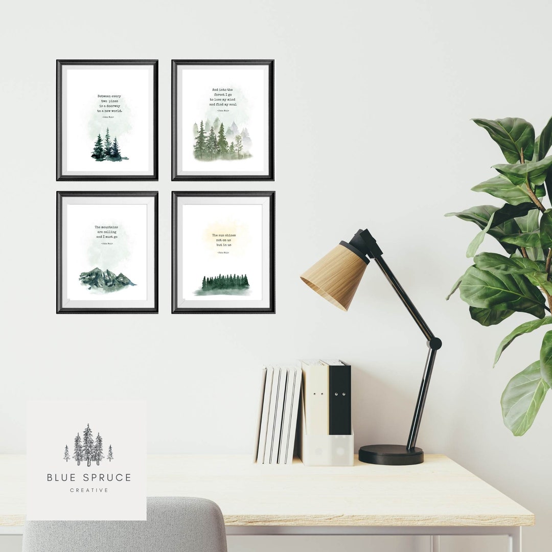 Four John Muir Quote Wall Art Prints, 11x14 300dpi, Mountains ...