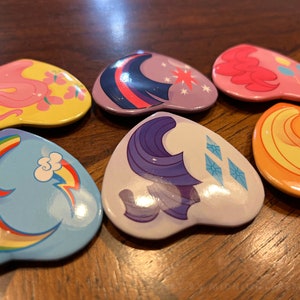 My Little Pony Mane 6 Cutie Mark Buttons MLP Friendship is Magic Fim ...