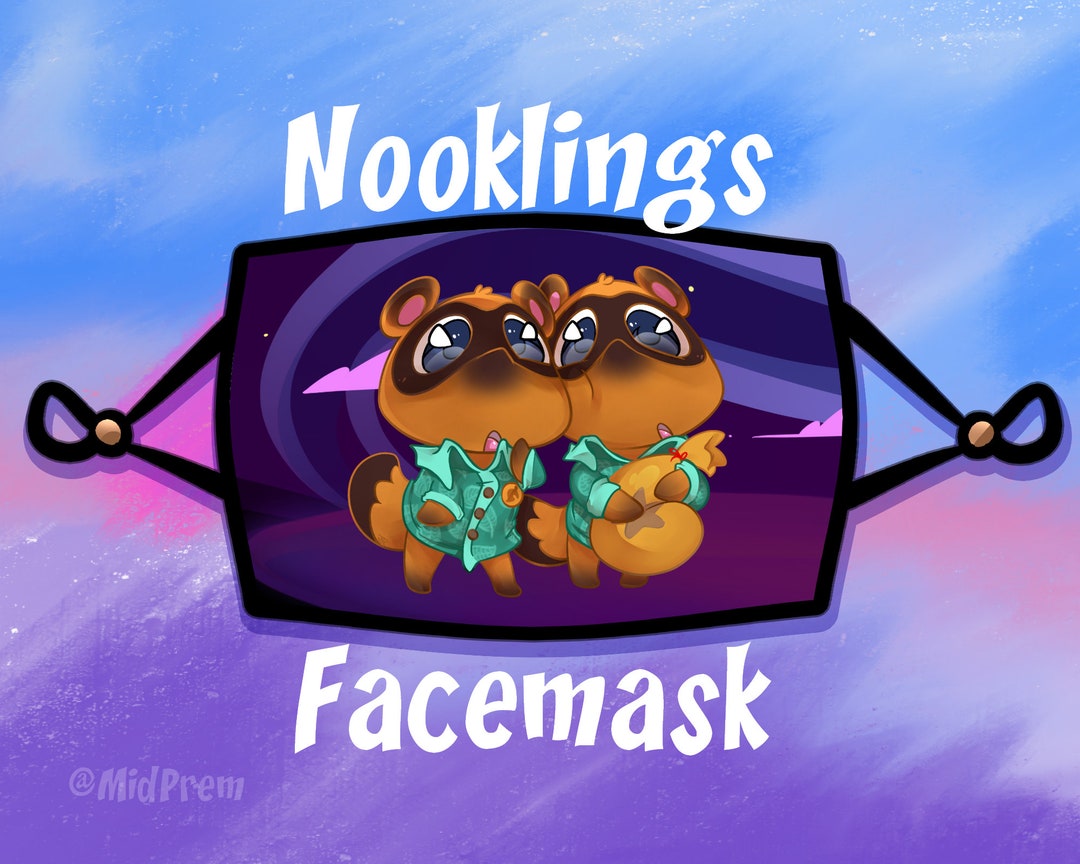 Nooklings Animal Crossing New Horizons Adjustable Facemask, Machine ...