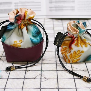 Peach Floral Mini Dice Bag - for Single Sets or 3 Sets of Gaming Dice ...