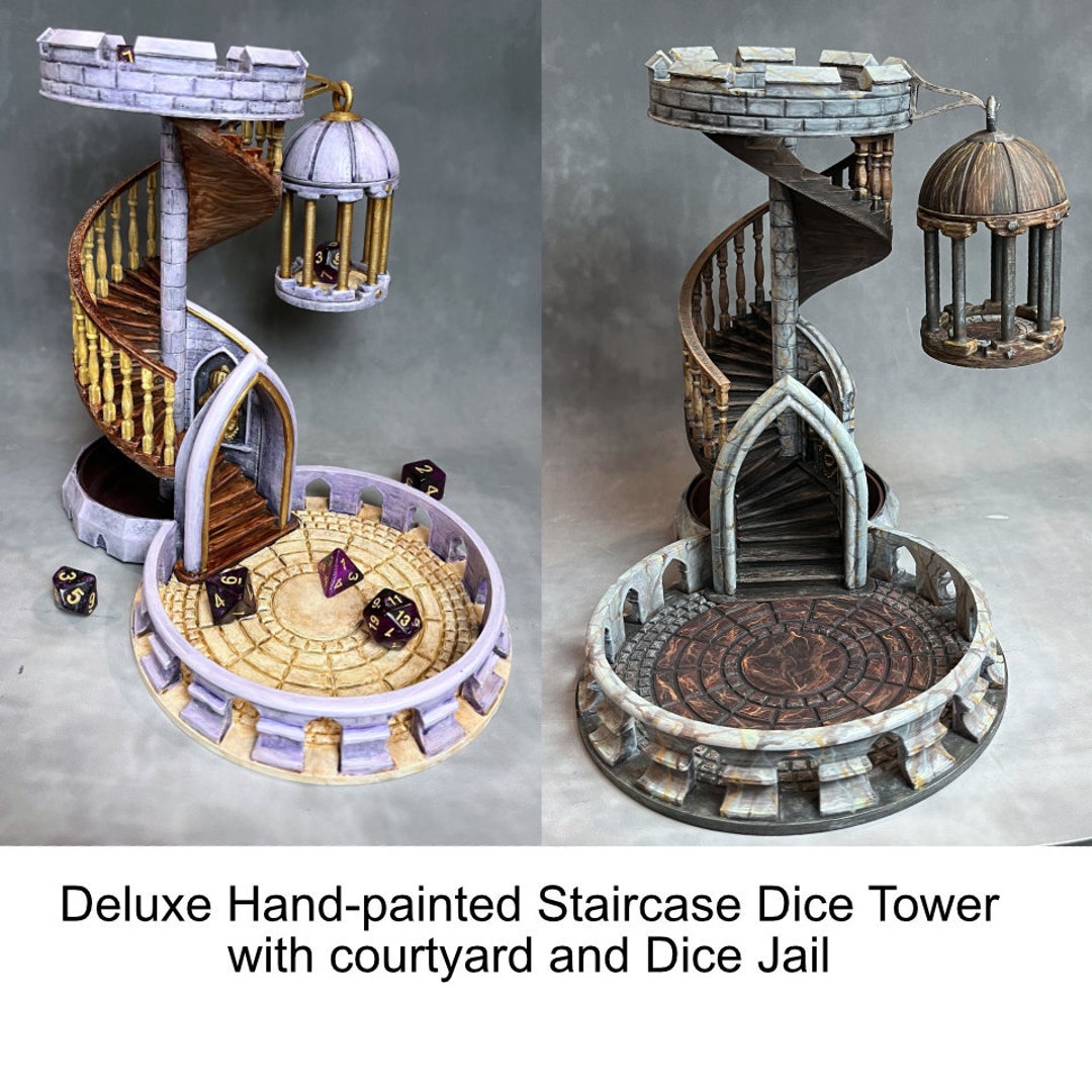 Deluxe Custom Staircase Dice Tower and Tray With Dice Jail - Hand ...
