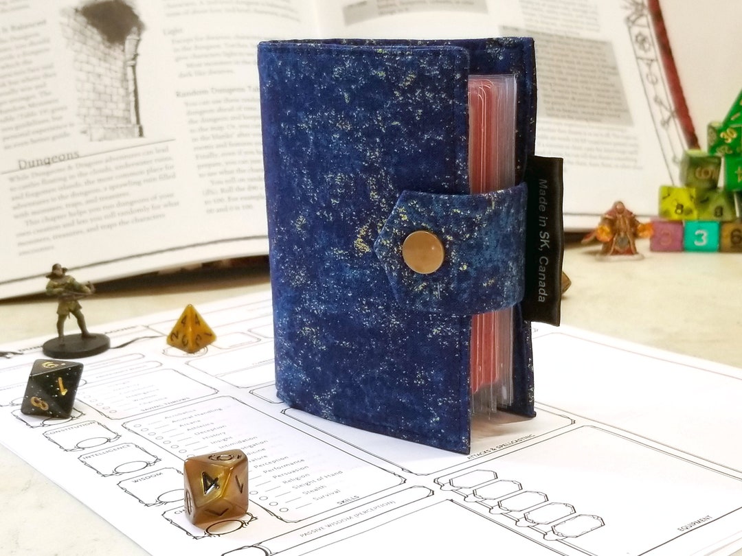 Midnight Blue and Gold, Softcover Spell Book, Trading Card Album, Dnd ...
