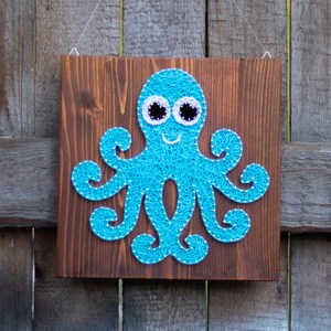 Octopus String Art Decor Smiling Octopus Nautical Wall - Etsy