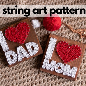 I Love Dad and I Love Mom String Art Patterns Printable, String Art for ...