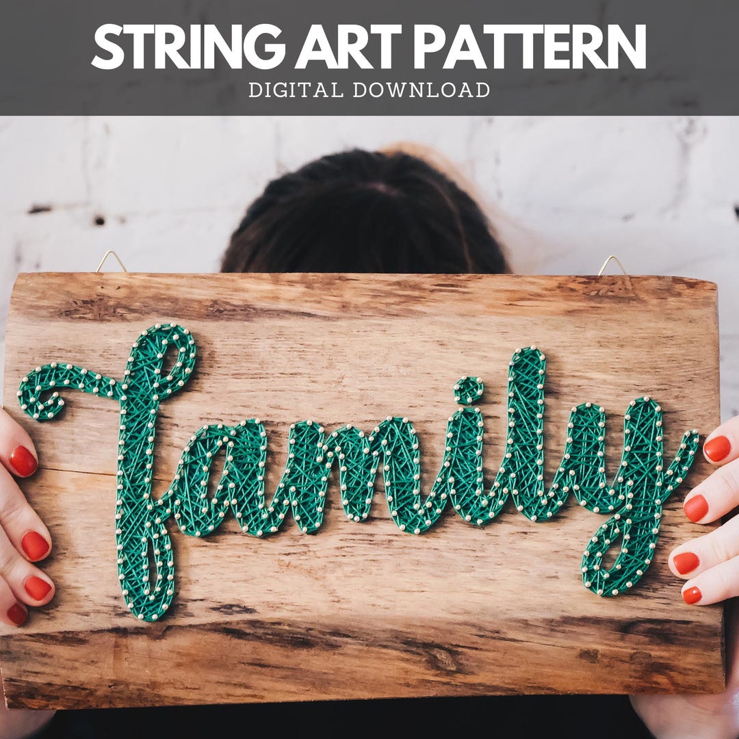 Family Text Wood Sign String Art Pattern Printable - Family Sign DIY ...