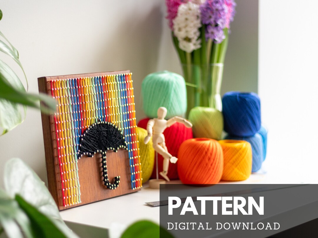 Vibrant String Art Pattern - Colorful Rainbow String Art Template for ...