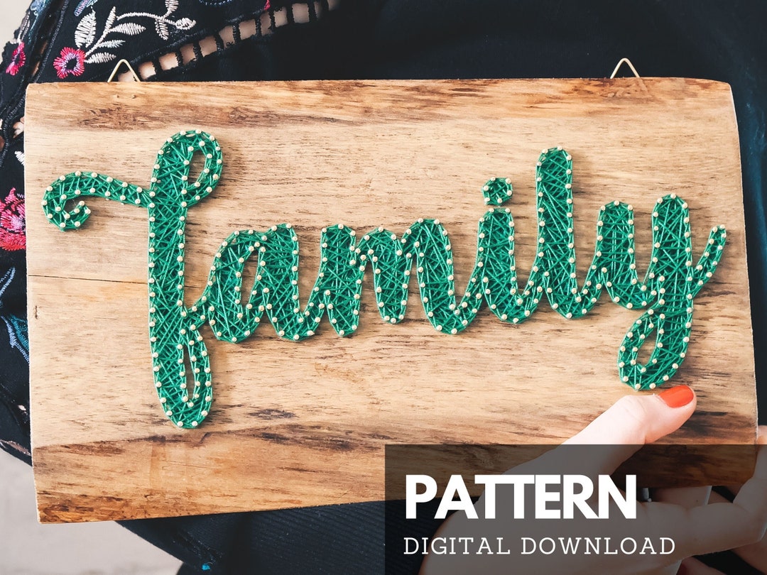 Family Text Wood Sign String Art Pattern Printable Family Sign DIY ...