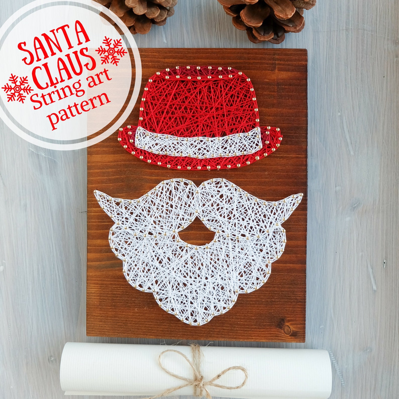 Santa Claus String Art Pattern Printable Christmas String Art Pattern ...