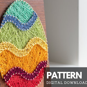 Easter Egg String Art Patterns String Art Template for DIY Easter Gifts for Kids Colorful ...