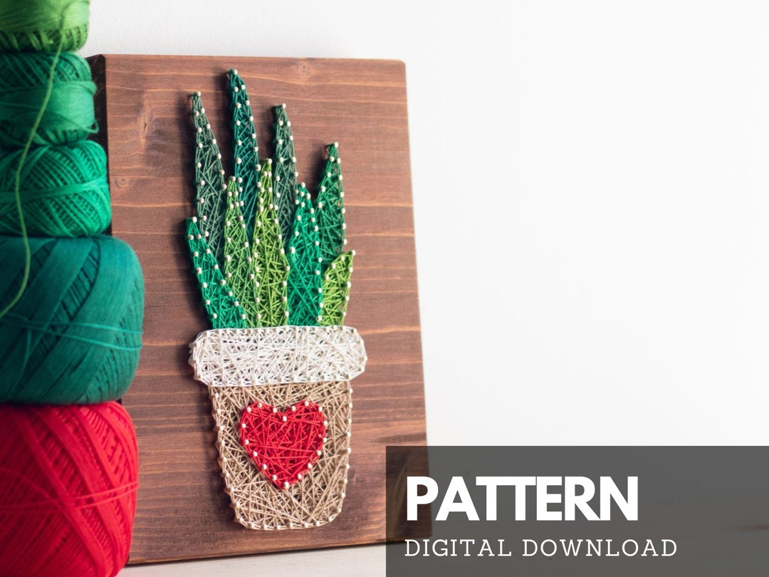 Succulent String Art Pattern With Instructions and Tips, Aloe Vera ...