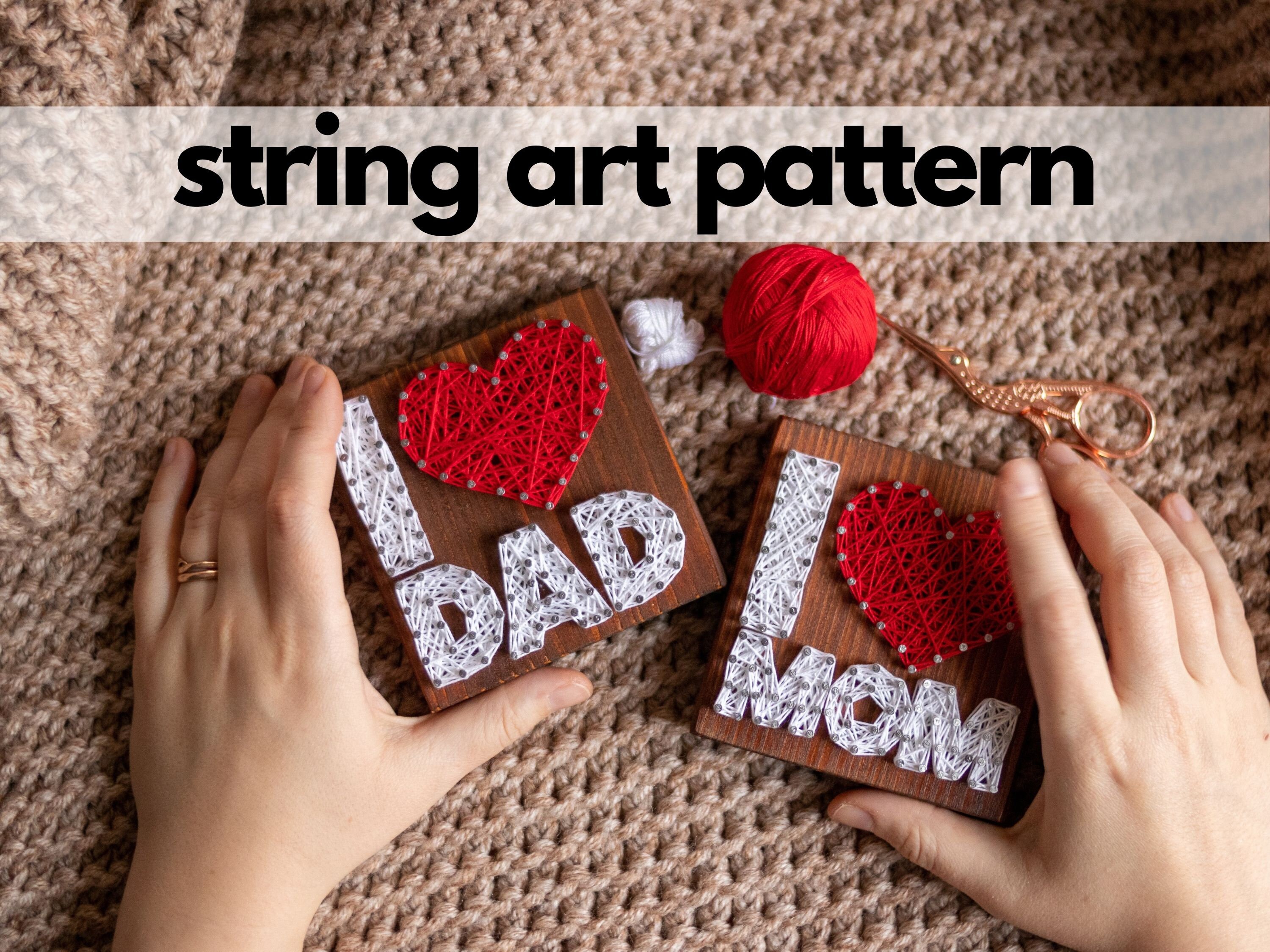 String Art Pattern Set - I Love Mom and Dad Templates - Etsy
