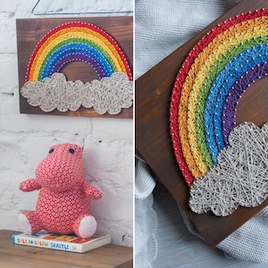 Rainbow String Art Pattern Printable - Rainbow DIY String Art Template ...