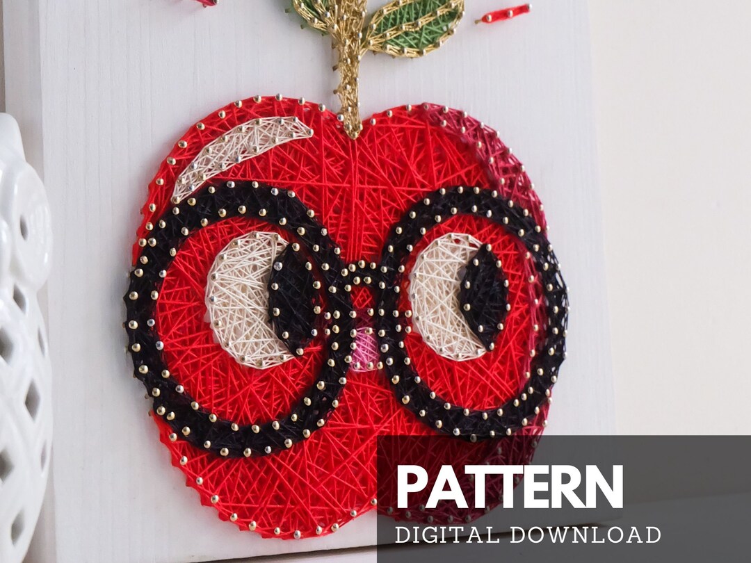 Teacher Appreciation Apple String Art Pattern Printable - Apple DIY String Art Template With ...