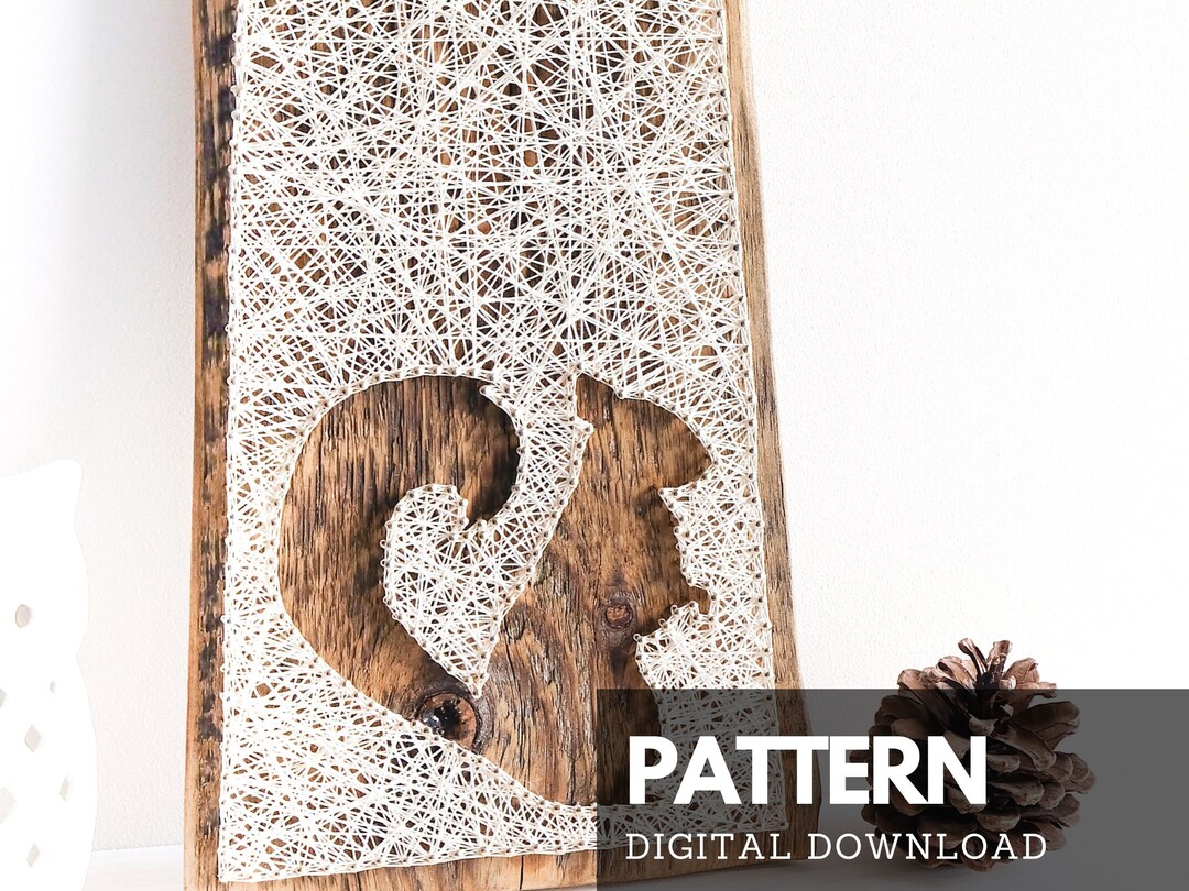 Squirrel Silhouette String Art Pattern Printable - Squirrel DIY String Art Pattern With Simple ...