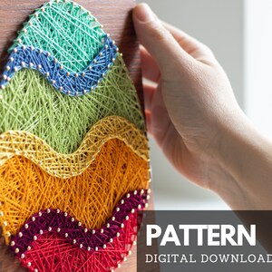 Easter Egg String Art Patterns String Art Template for DIY Easter Gifts for Kids Colorful ...