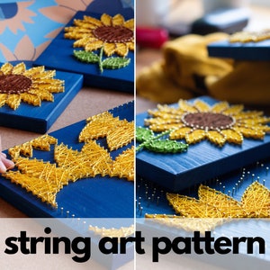 Sunflower DIY String Art Pattern - String Art Template Printable - Spring String Art Pattern ...