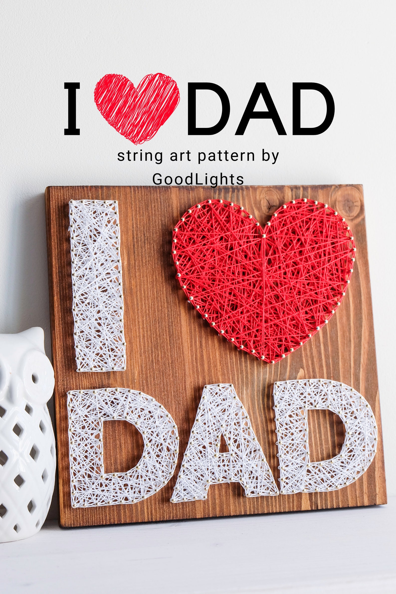 String Art Pattern - Fathers Day I Love Dad Template - Etsy