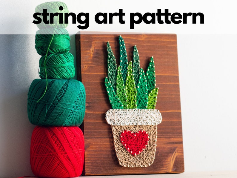 Succulent String Art Pattern With Instructions and Tips Aloe - Etsy