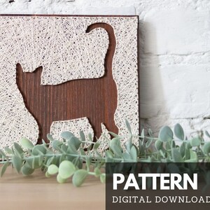 Cat Silhouette String Art Pattern Printable, Nail Template for String ...