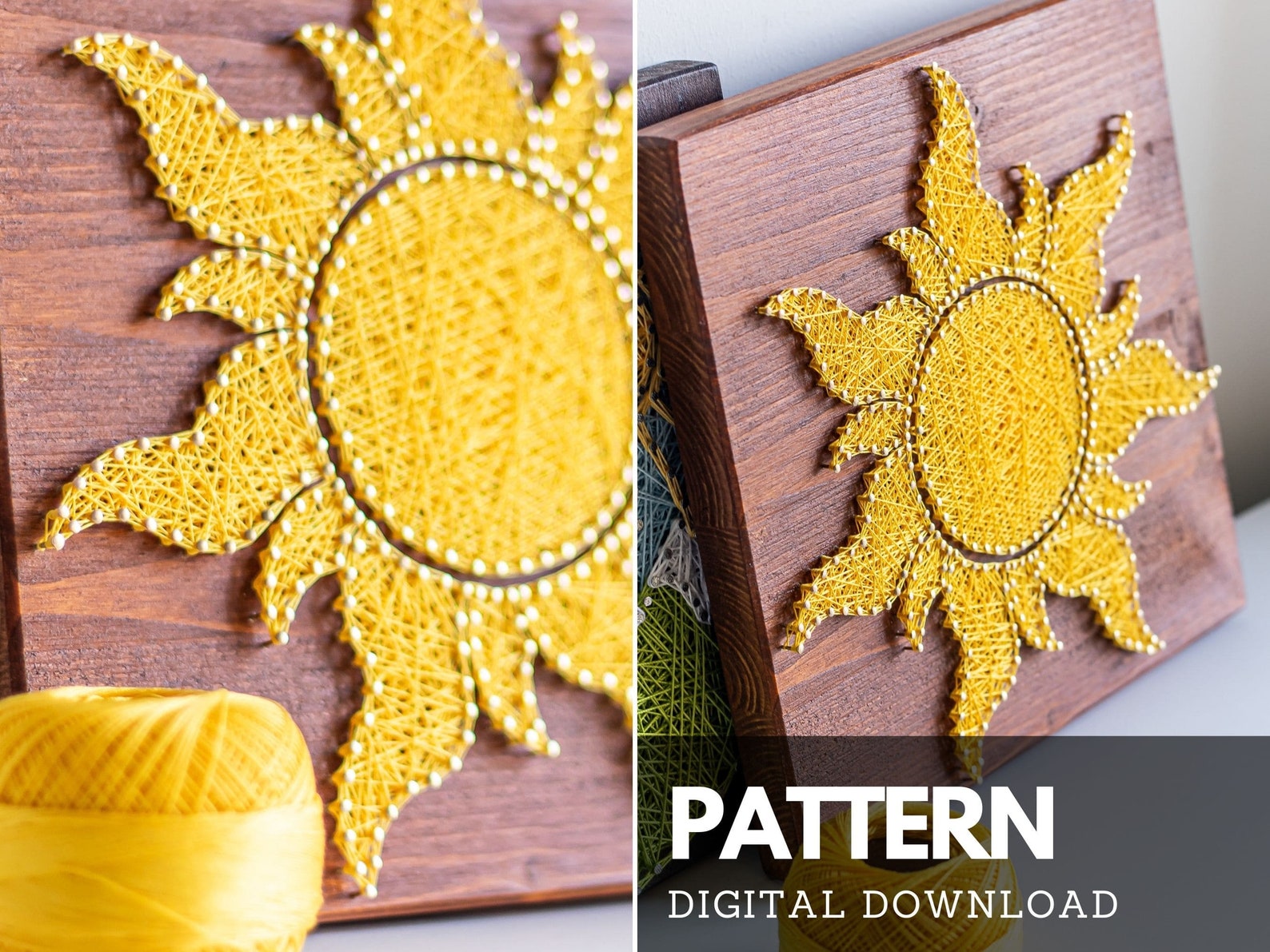 Sun String Art Pattern With Instructions and Tips, Celestial Sun ...