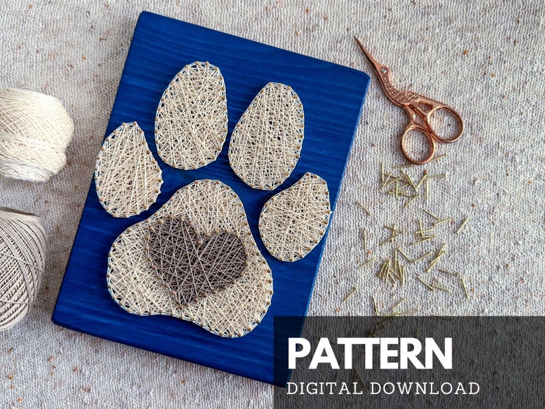 Dog Paw String Art Pattern Printable Easy Paw With Heart DIY - Etsy UK