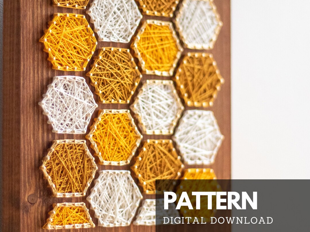 Honeycomb String Art Pattern Printable Bee Honeycomb Diy String Art Pattern With Simple 