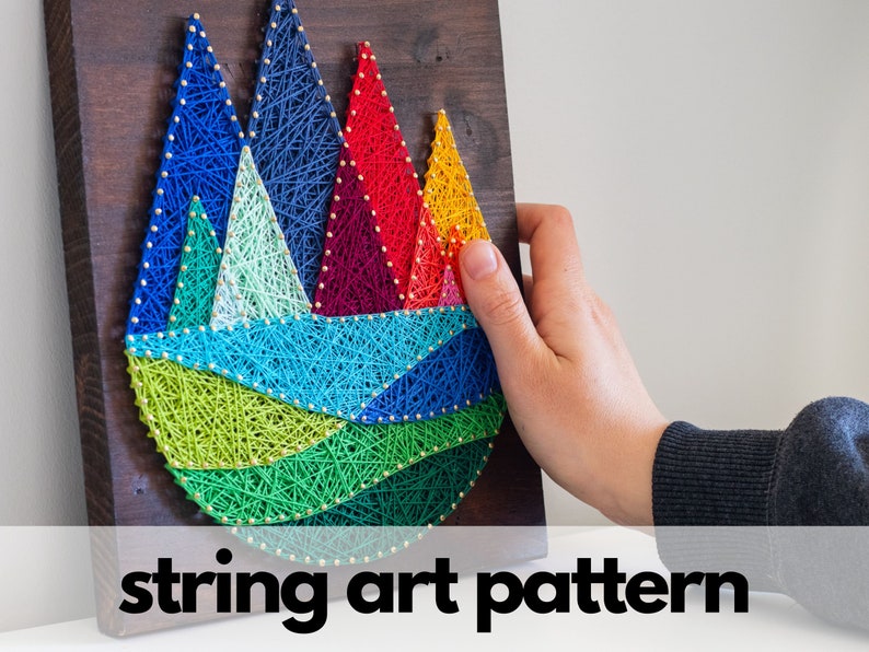 Colorful Mountains String Art Pattern Printable Geometric - Etsy