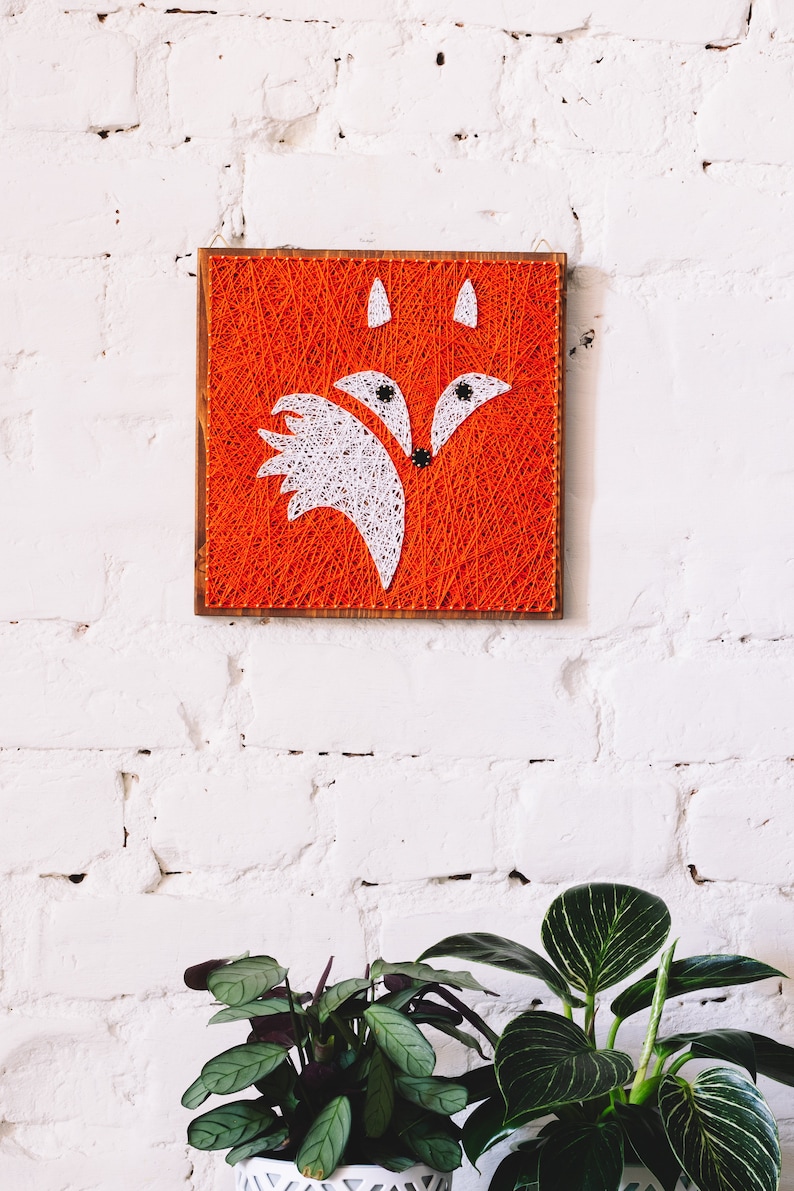 Fox string art wall decor modern minimalist woodland themed | Etsy