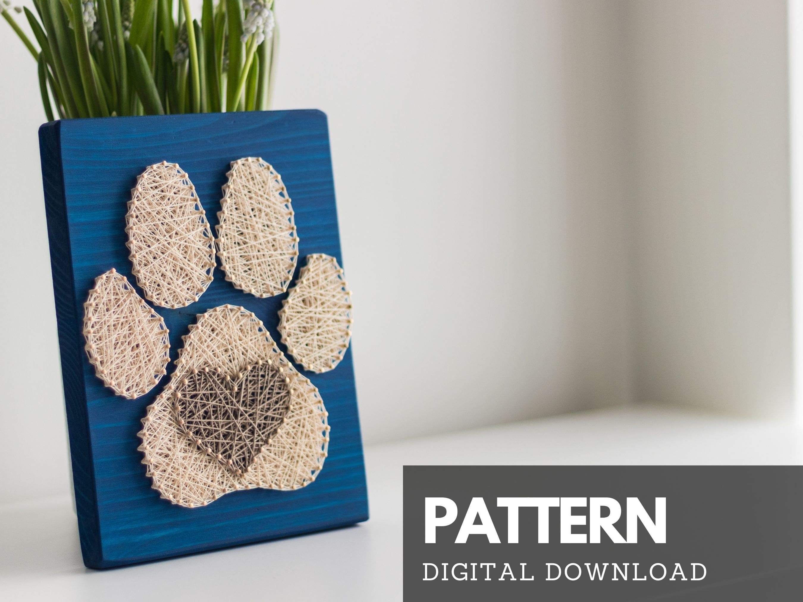 Dog Paw String Art Pattern Printable Easy Paw With Heart DIY - Etsy