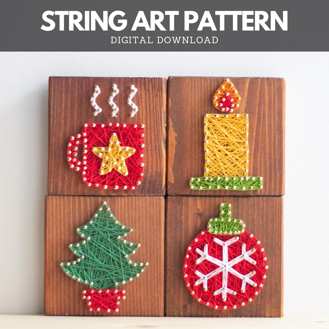 String Art Pattern Printable - Christmas String Art Pattern Set of 5 ...