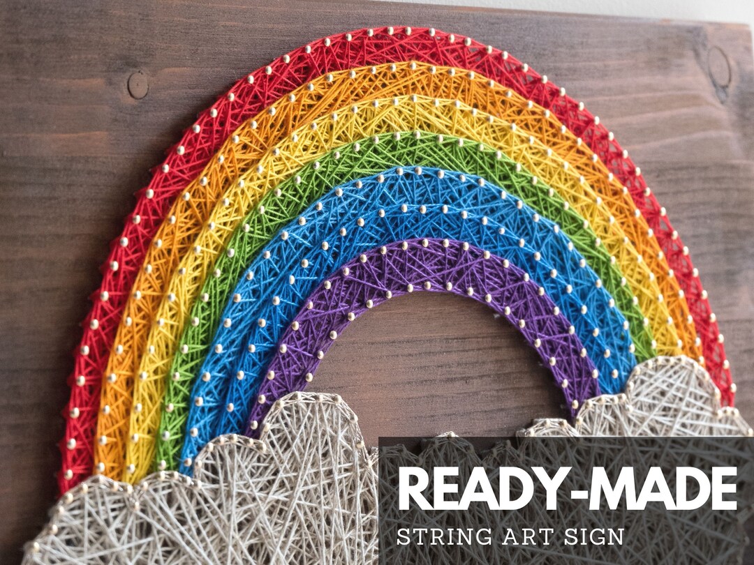 Rainbow and Clouds String Art Wall Decoration, Colorful Rainbow Nursery ...