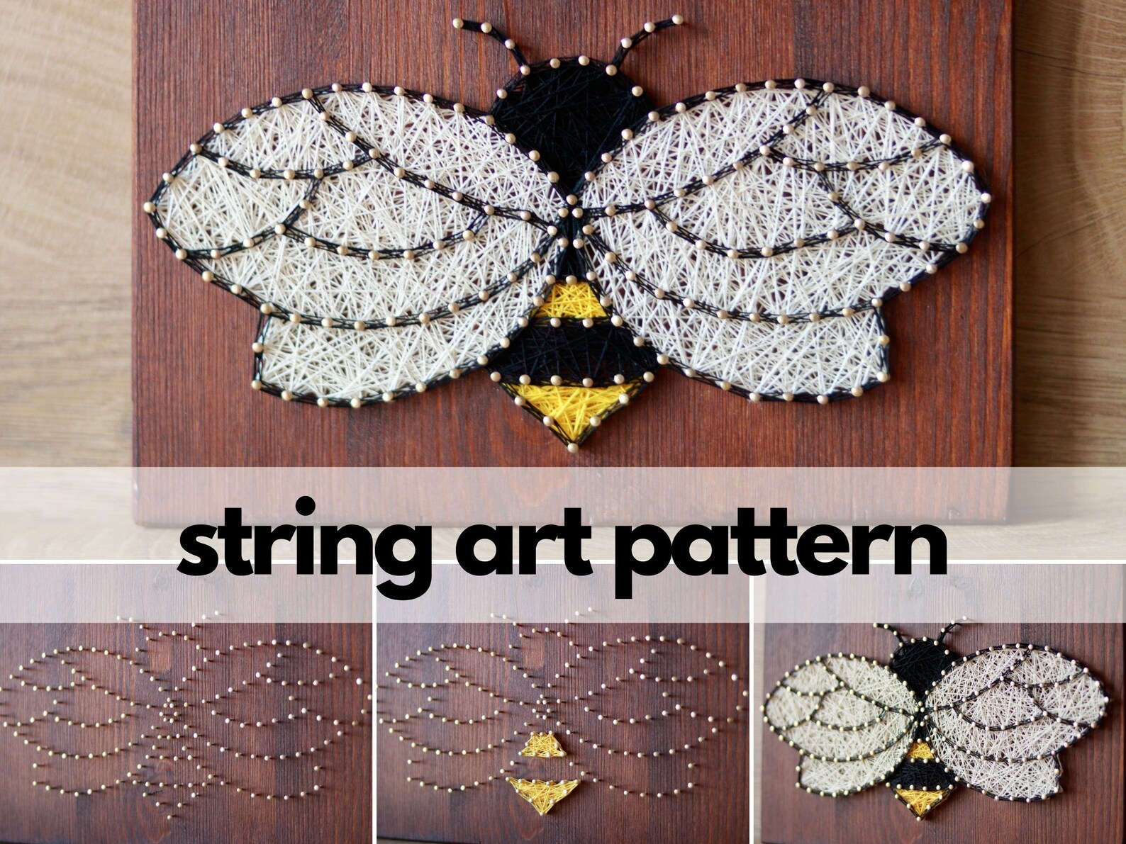Bee String Art Pattern Printable Bee DIY String Art Pattern - Etsy