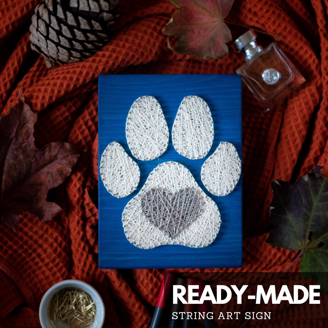 Dog Paw Wood Sign, String Art Animal Paw Wall Art Sign, Pet Memorial ...