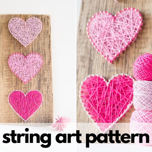 String Art Pattern & Instructions balloon Hearts - Etsy