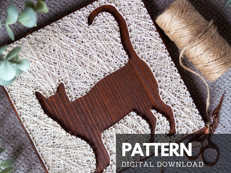 String Art Pattern - Cat Silhouette Template - Etsy