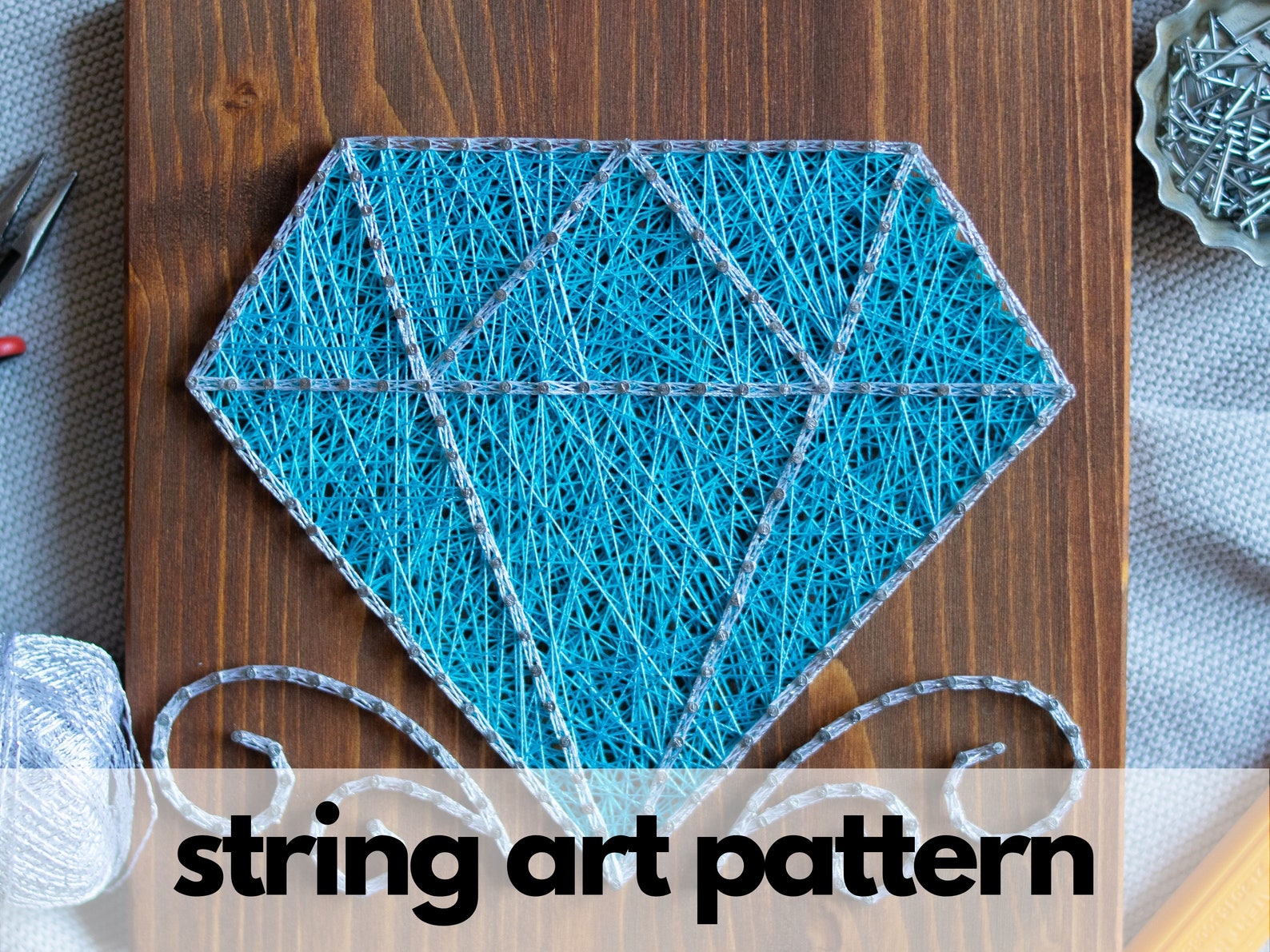 String Art Pattern Printable Diamond Gem String Art Pattern - Etsy