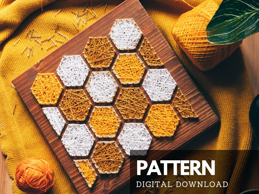 Honeycomb String Art Pattern Printable Bee Honeycomb DIY String Art ...