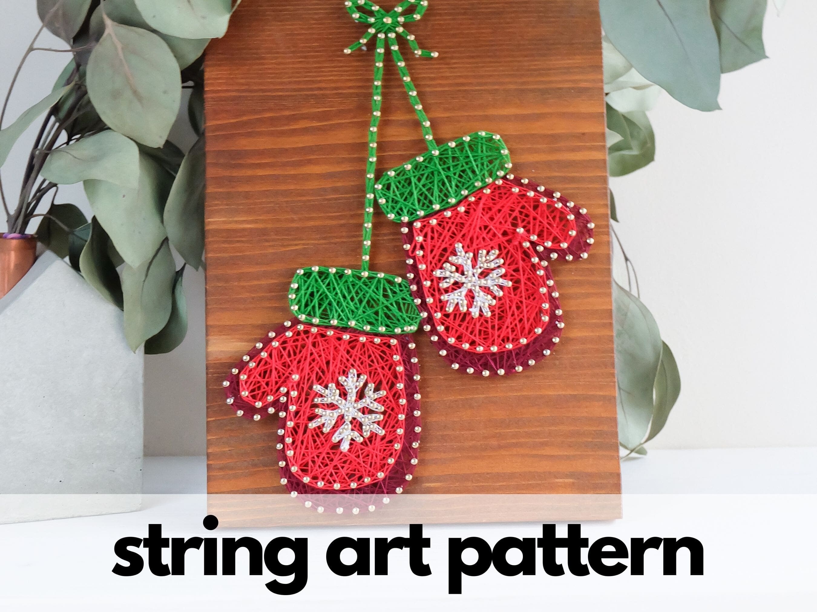 Christmas Mittens String Art Pattern With Instructions Digital - Etsy