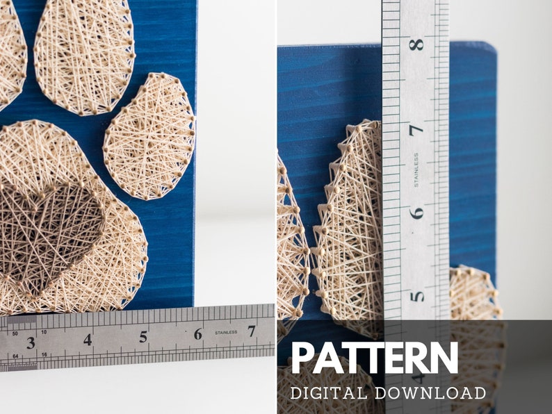 Dog Paw String Art Pattern Printable Easy Paw With Heart DIY - Etsy