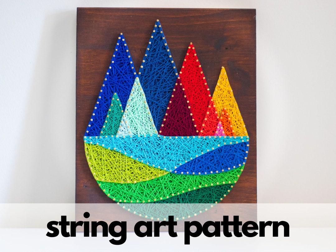 Colorful Mountains String Art Pattern Printable Geometric Mountains DIY ...