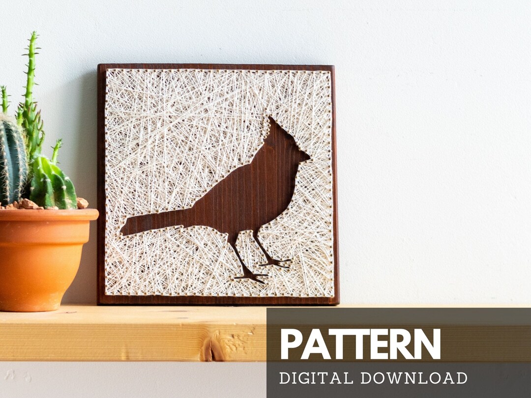 Cardinal Bird Silhouette String Art Pattern Printable, Nail Template ...