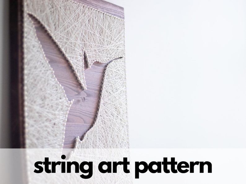 Hummingbird Diy String Art Pattern With Instructions Simple Etsy