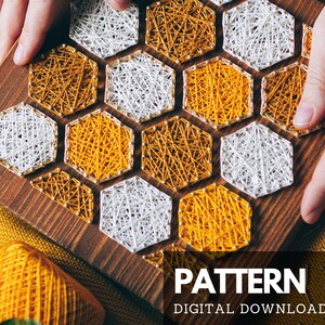 Honeycomb String Art Pattern Printable - Bee Honeycomb DIY String Art ...