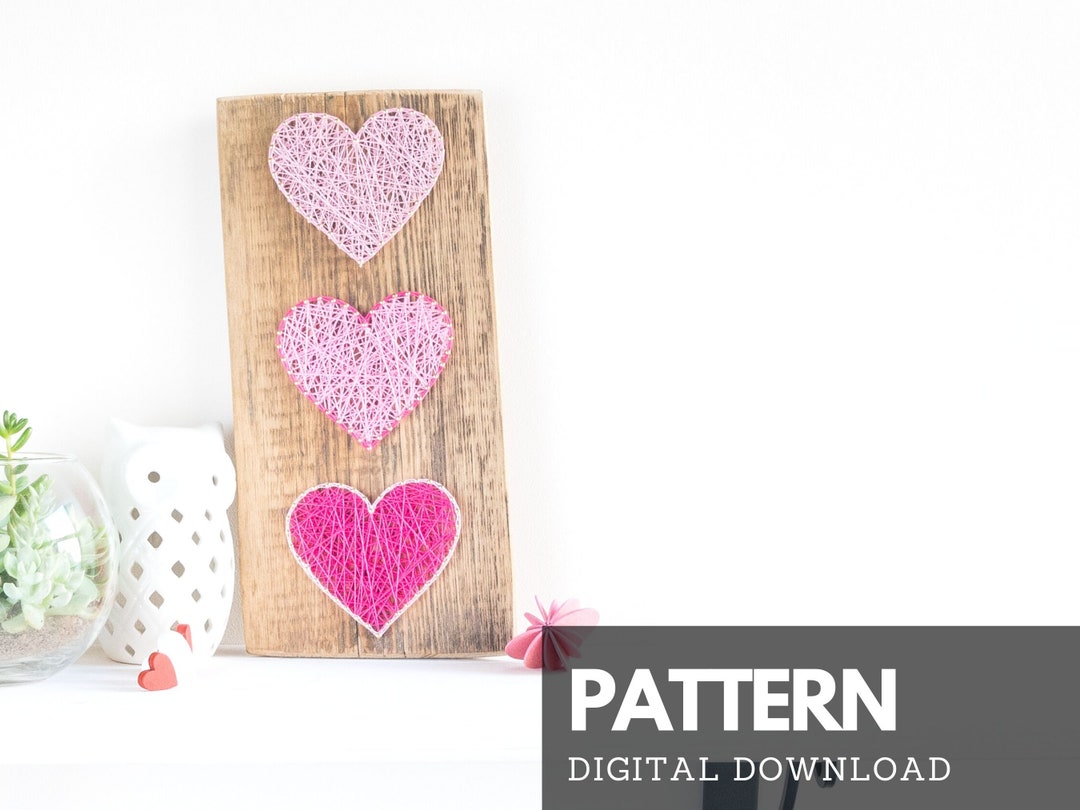 Heart String Art Pattern – 3 Hearts DIY Printable Template With ...